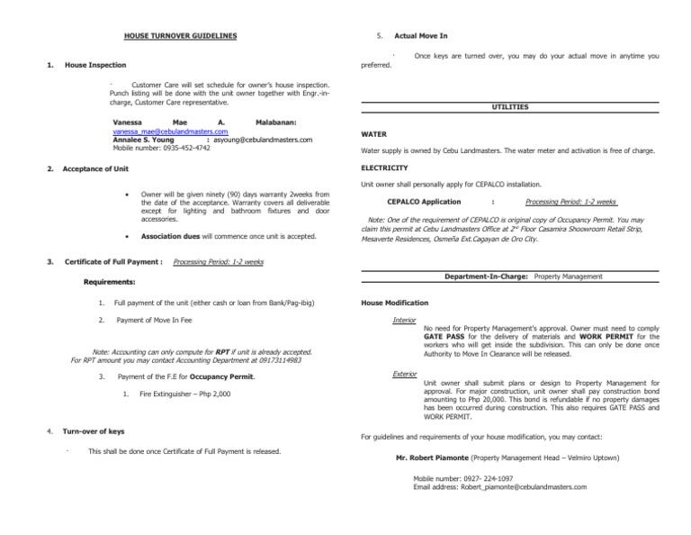House Turnover and Move-In Guide | PDF | Business