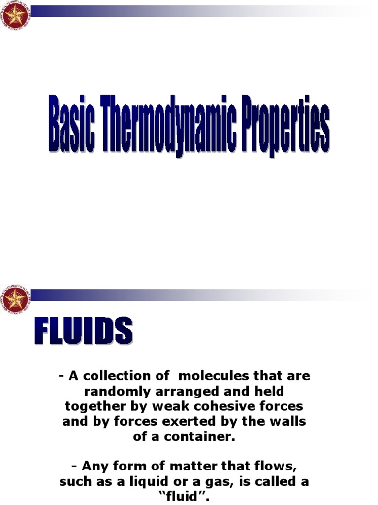 II. Basic Thermodynamic Properties 1 | PDF | Density | Pressure Measurement