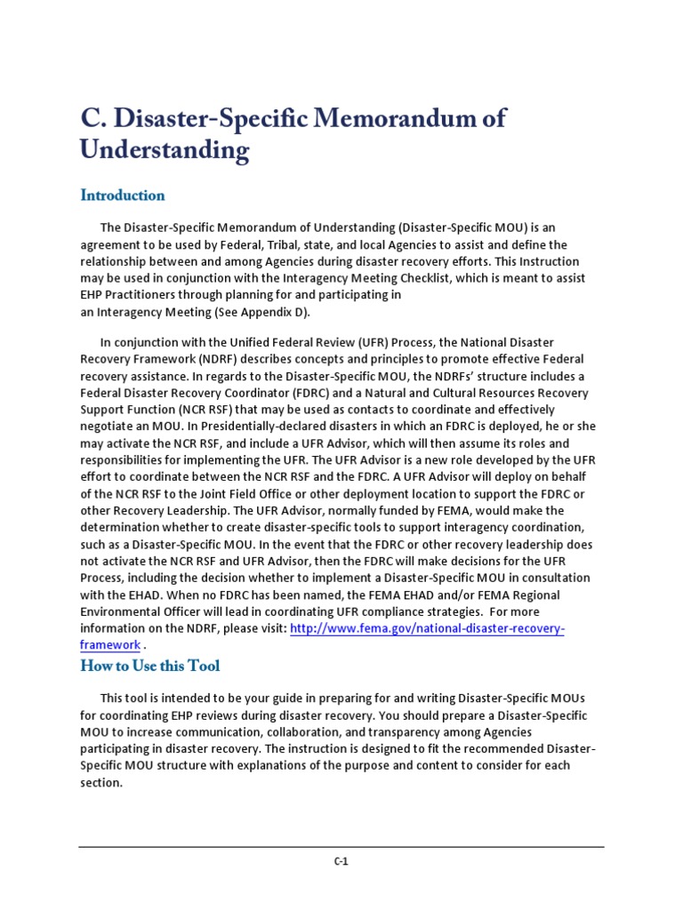 Disaster-Specific MOU | PDF | Emergency Management | Federal Emergency ...