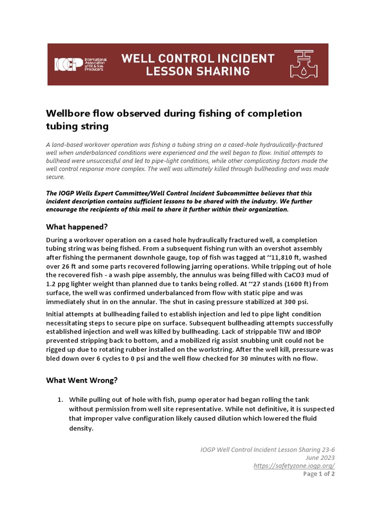 IOGP Well Control Incident 23-6 | PDF | Chemical Engineering