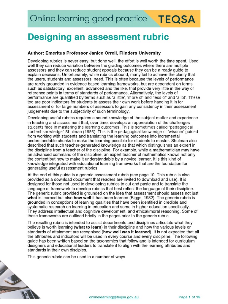 Effective Rubric Design for Learning | PDF | Knowledge | Thought