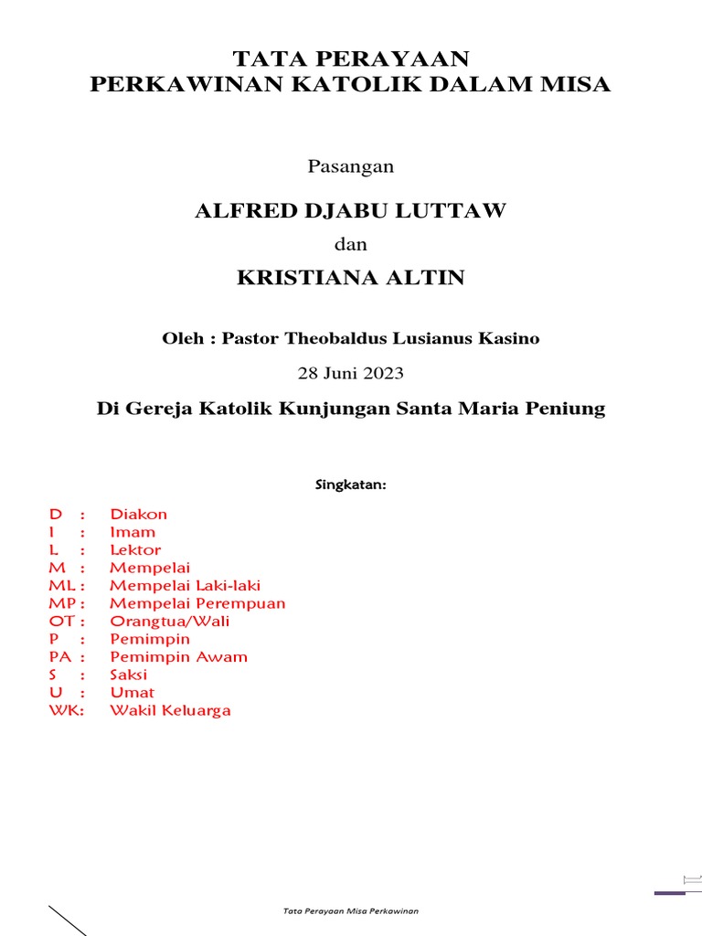 Teks Misa Liturgi Pernikahan | PDF