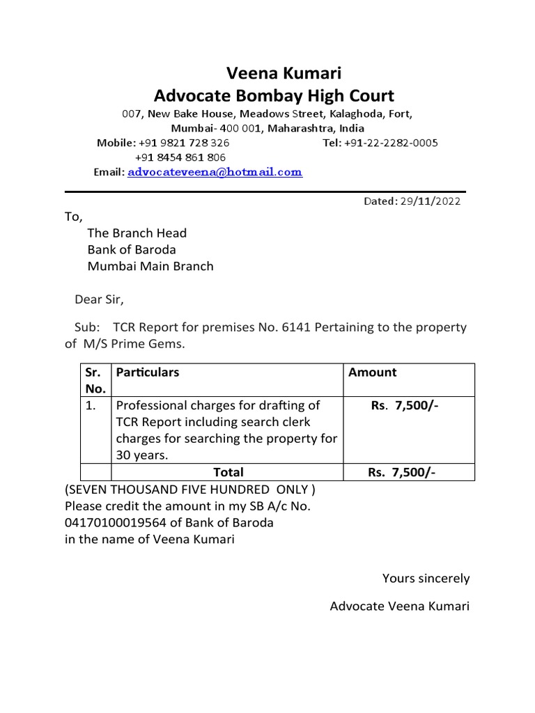 TCR Report Billing for Bank | PDF | Law