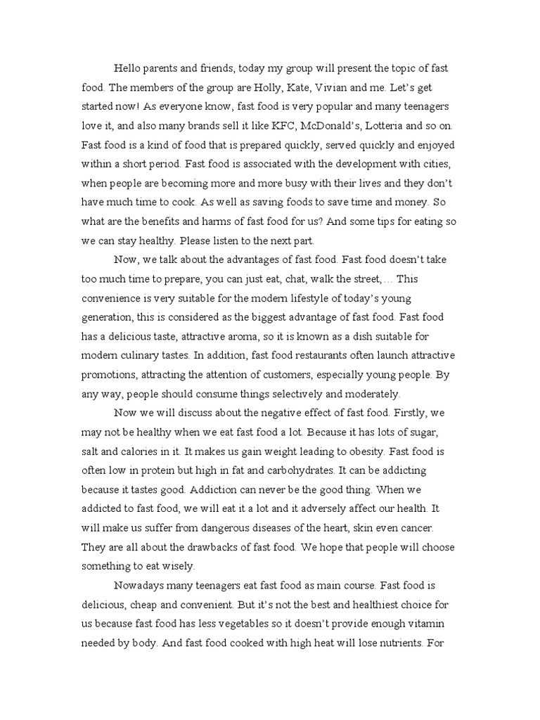 Final Project | PDF | Fast Food | Cooking