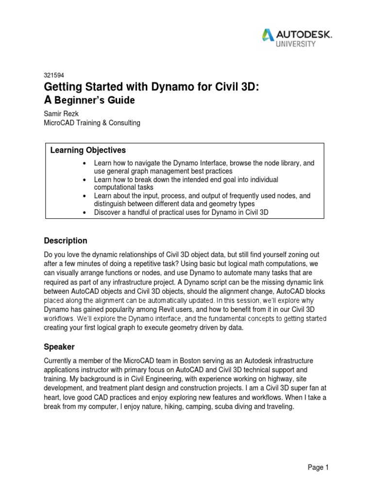Dynamo for Civil 3D: Beginner's Guide | PDF | 3 D Computer Graphics | Library (Computing)