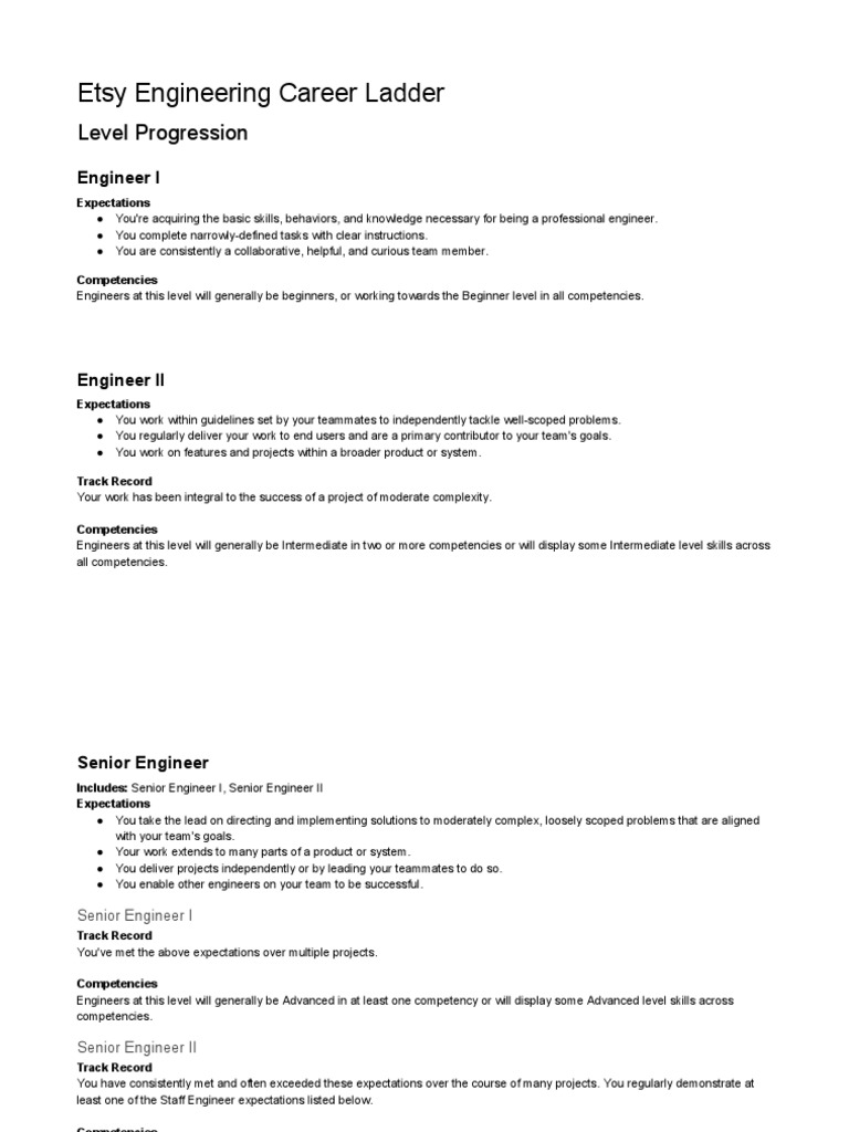 Etsy Engineering Career Ladder Pdf Expert Leadership