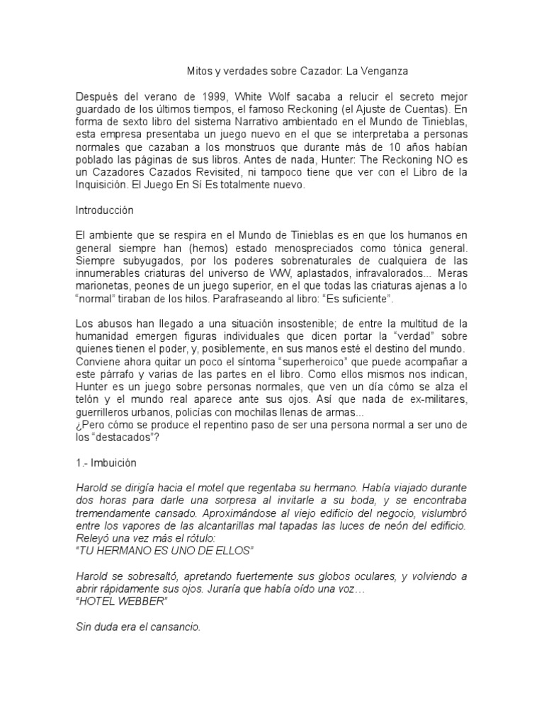 Cazador La Venganza Mitos Y Verdades Pdf Virtud Vampiros