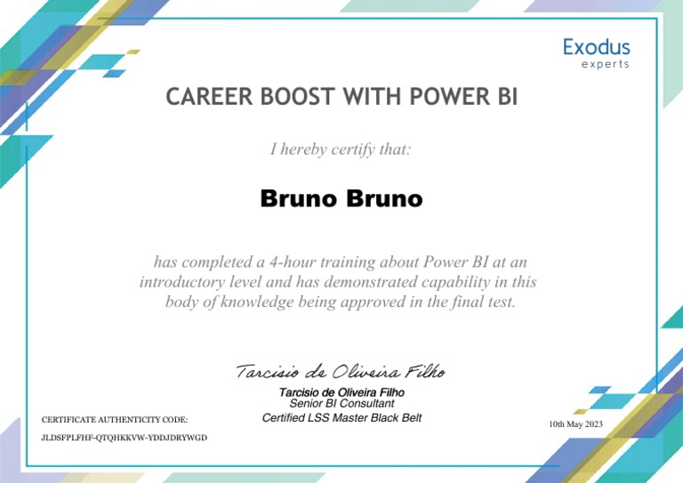 Power BI Intro Training Certificate | PDF