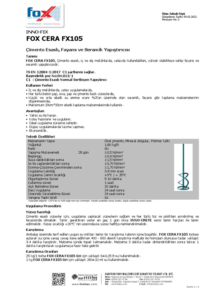 Fox Cera FX105 C1 (TR) | PDF