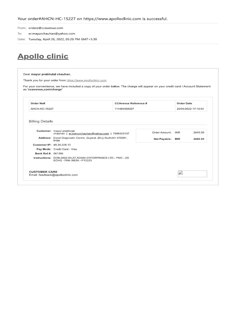 health checkup payment receipt | PDF