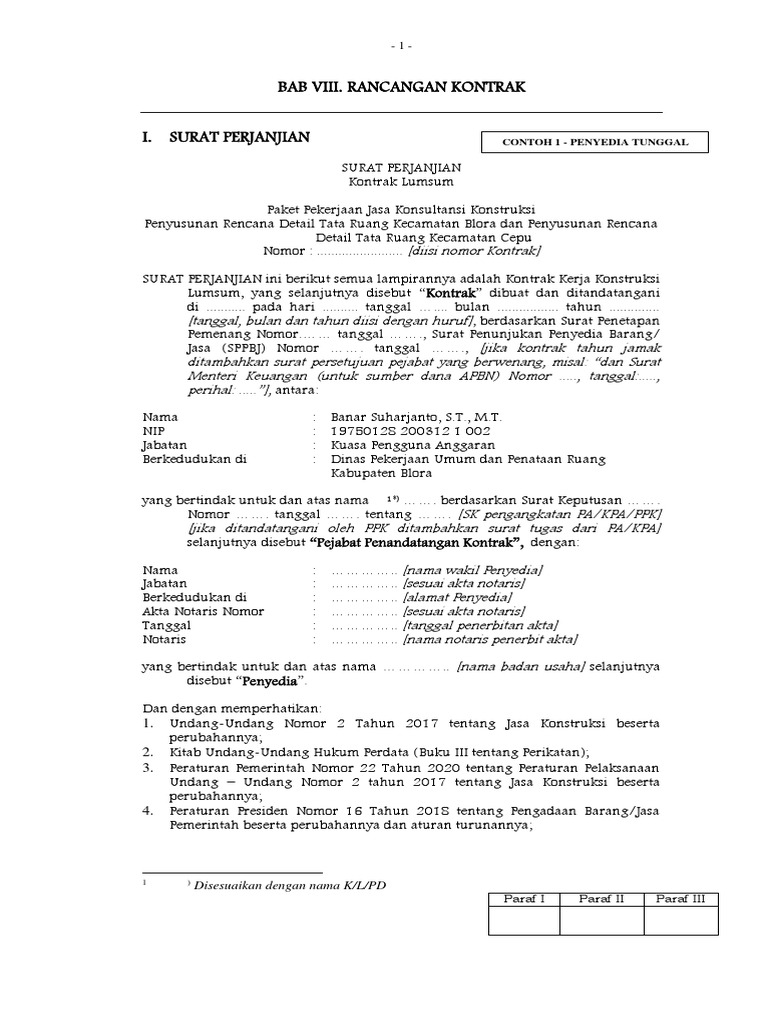 Draft Surat Perjanjian SSUK SSKK 5 Bulan 9 Mei 2022 | PDF