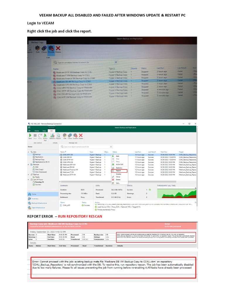 Veeam ALL DISABLED BACKUP FAIL | PDF