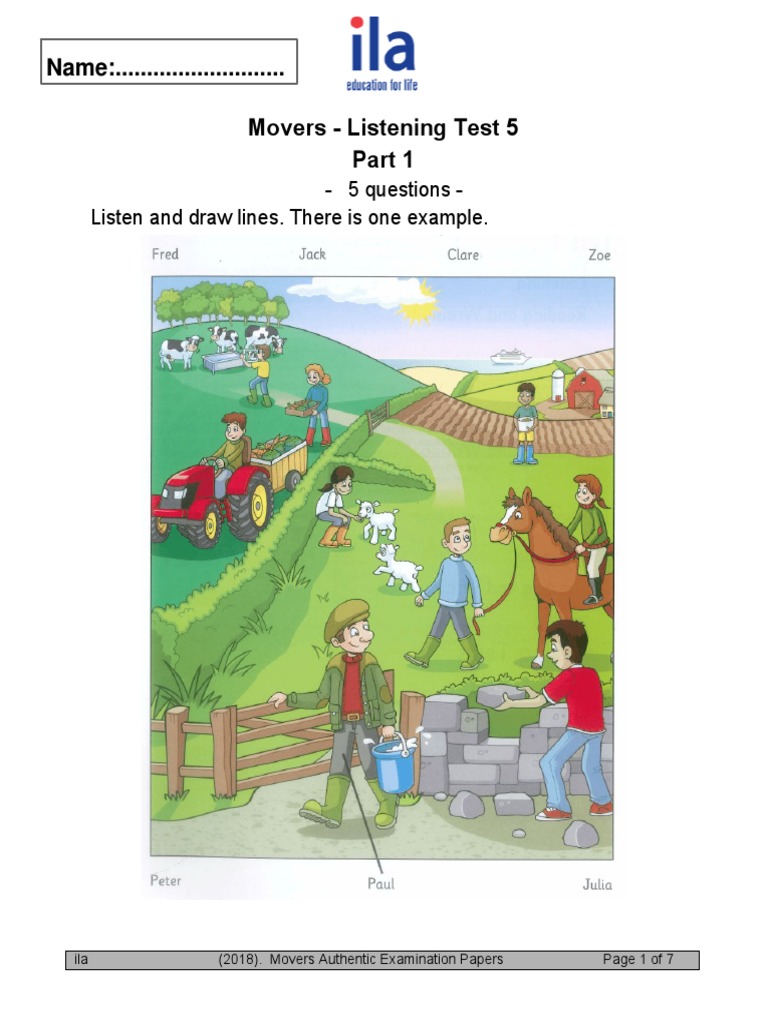 Movers Listening Test Sample 5 | PDF