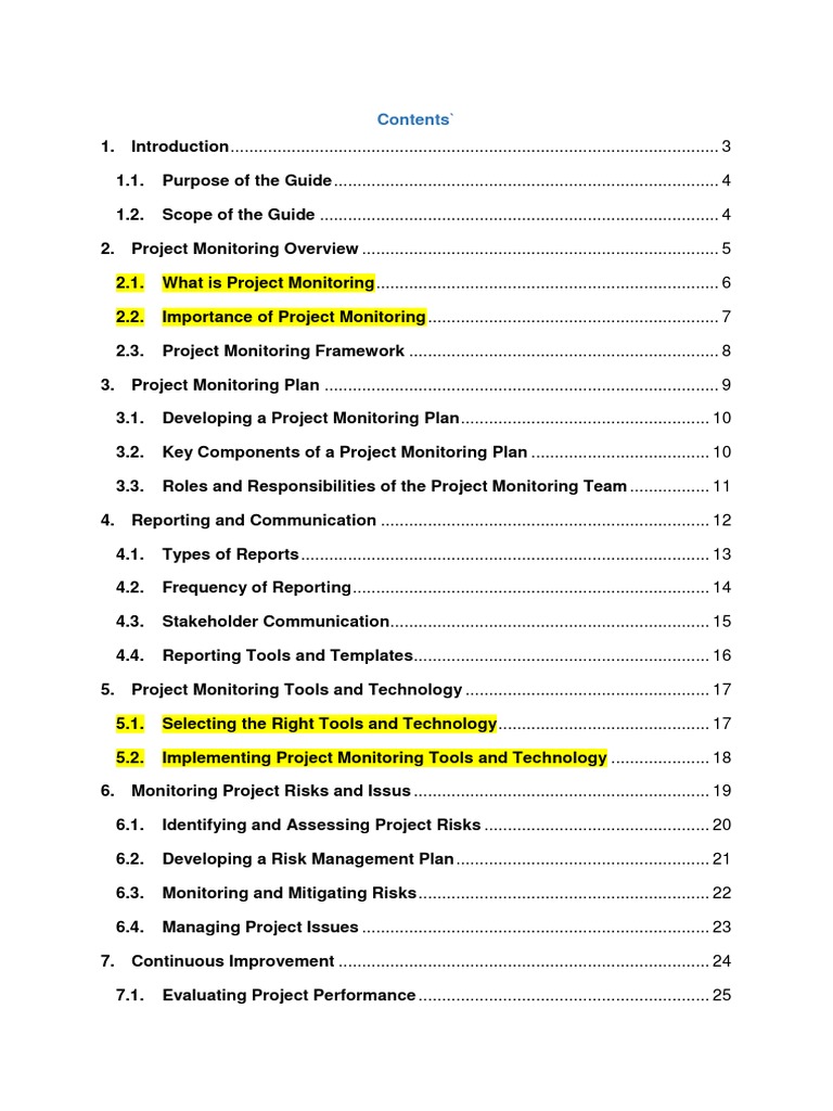 Project Monitoring Guideline V1 | PDF | Risk Management | Project ...