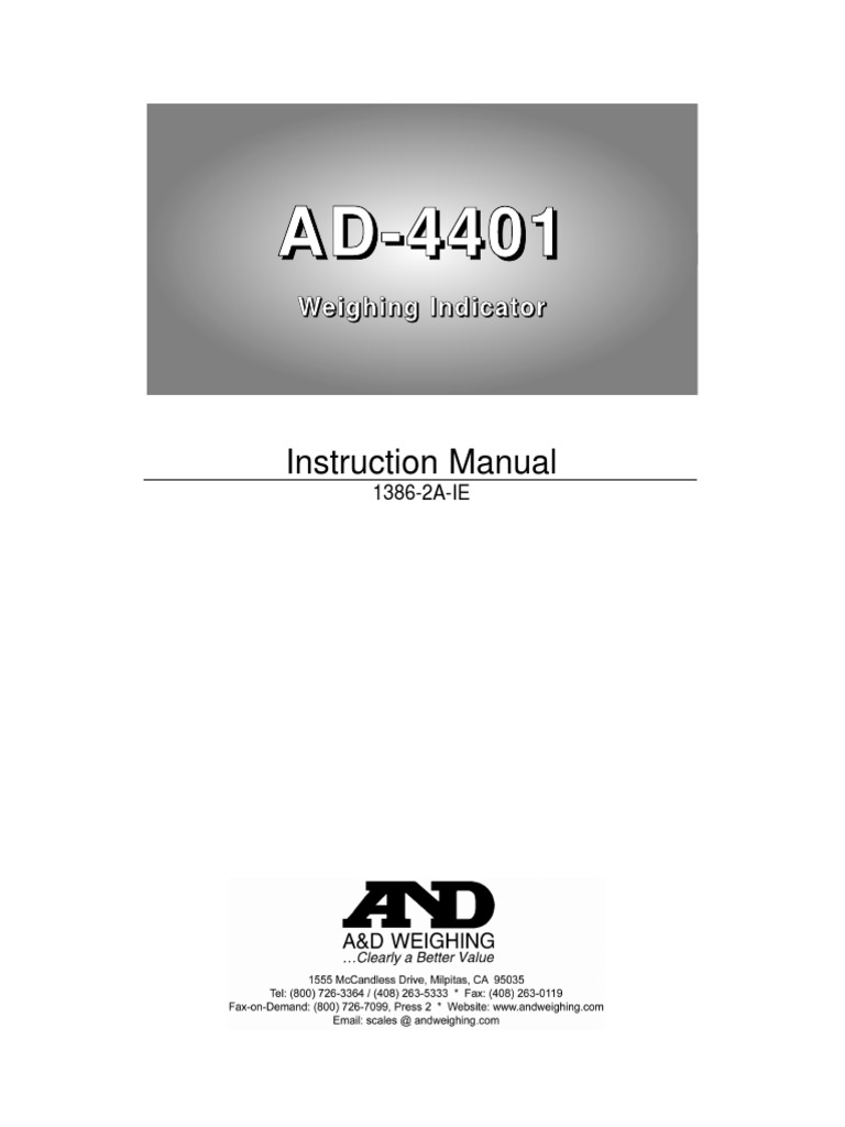 AD-4401 Weighing Indicator Manual | PDF