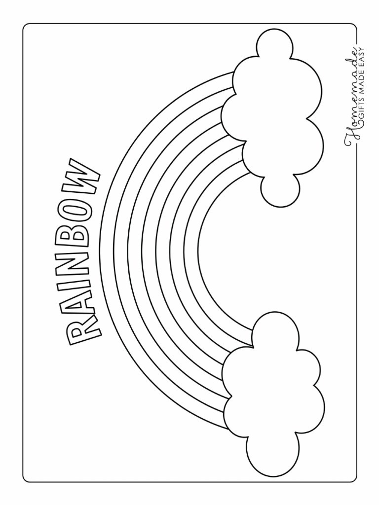 Rainbow Coloring Pages Simple Outline With Clouds | PDF