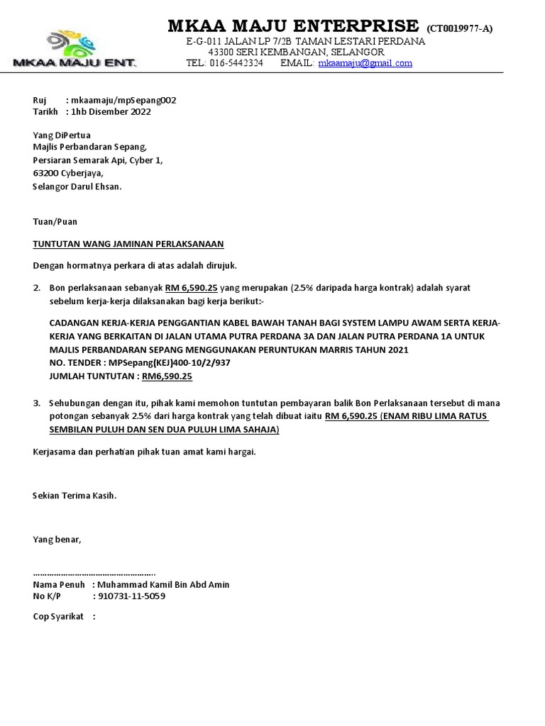 Surat Bon Mpsepang | PDF