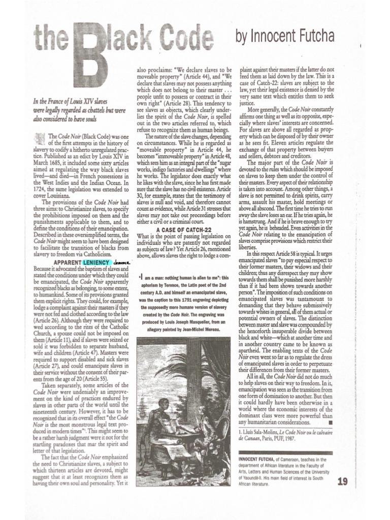 The Black Code | PDF | Slavery | Abolitionism