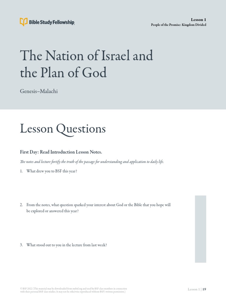 People of The Promise - Kingdom Divided Adult Questions Lesson 01 PDF | Download Free PDF ...