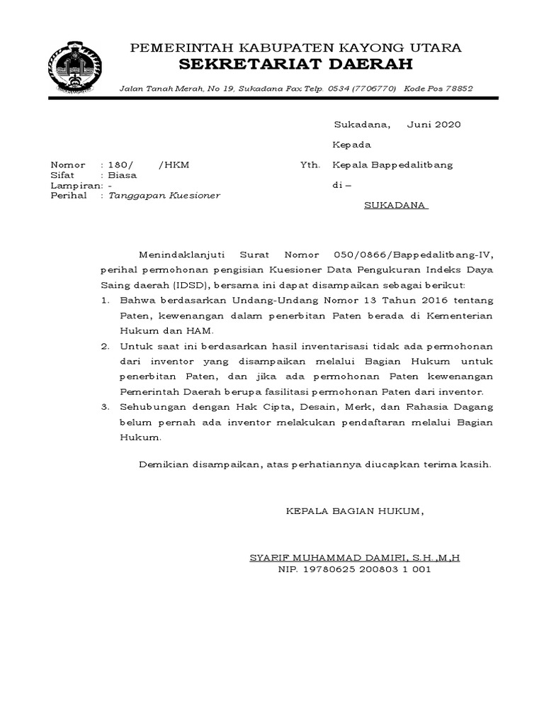 Surat Pendapat Hukum - Paten | PDF