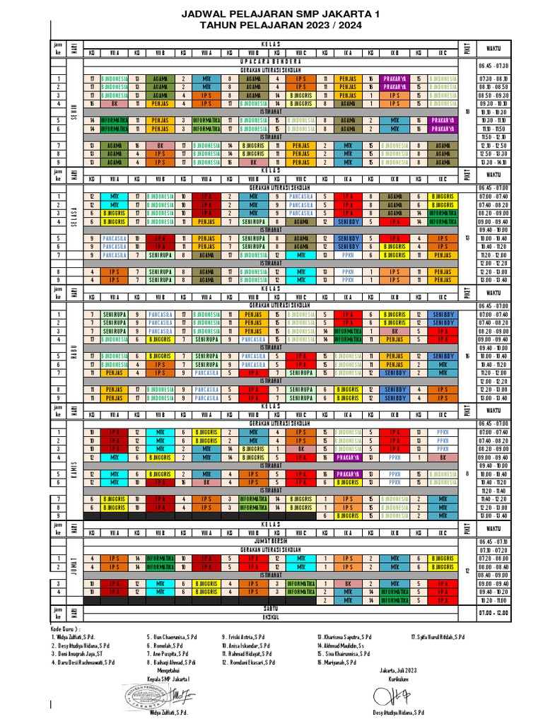 Jadwal Pelajaran 2023-2024 | PDF