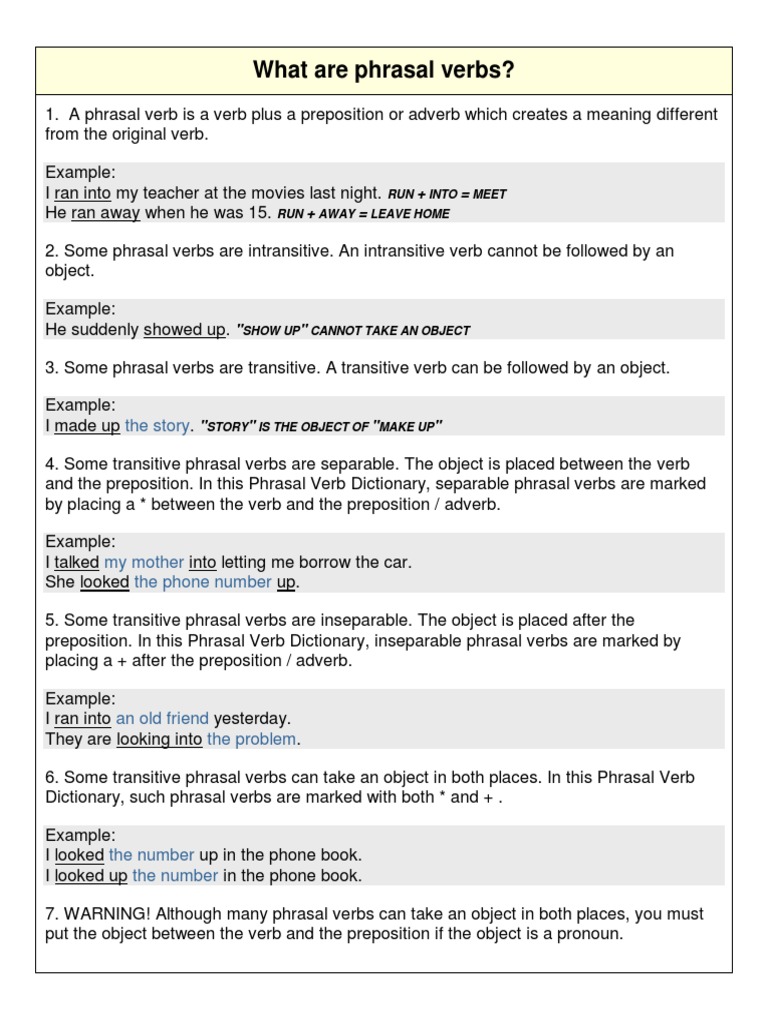 Understanding Phrasal Verbs | PDF | Verb | Preposition And Postposition