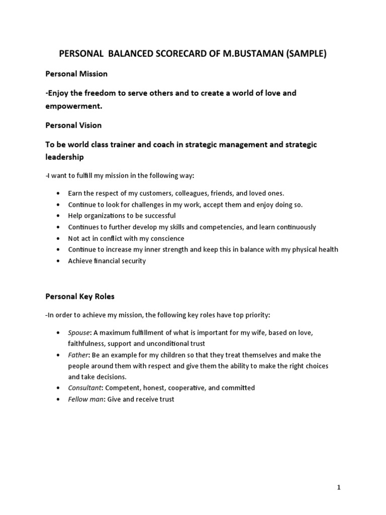 Personal KPI Using Balanced Scorecard | PDF | Labour Economics | Revenue