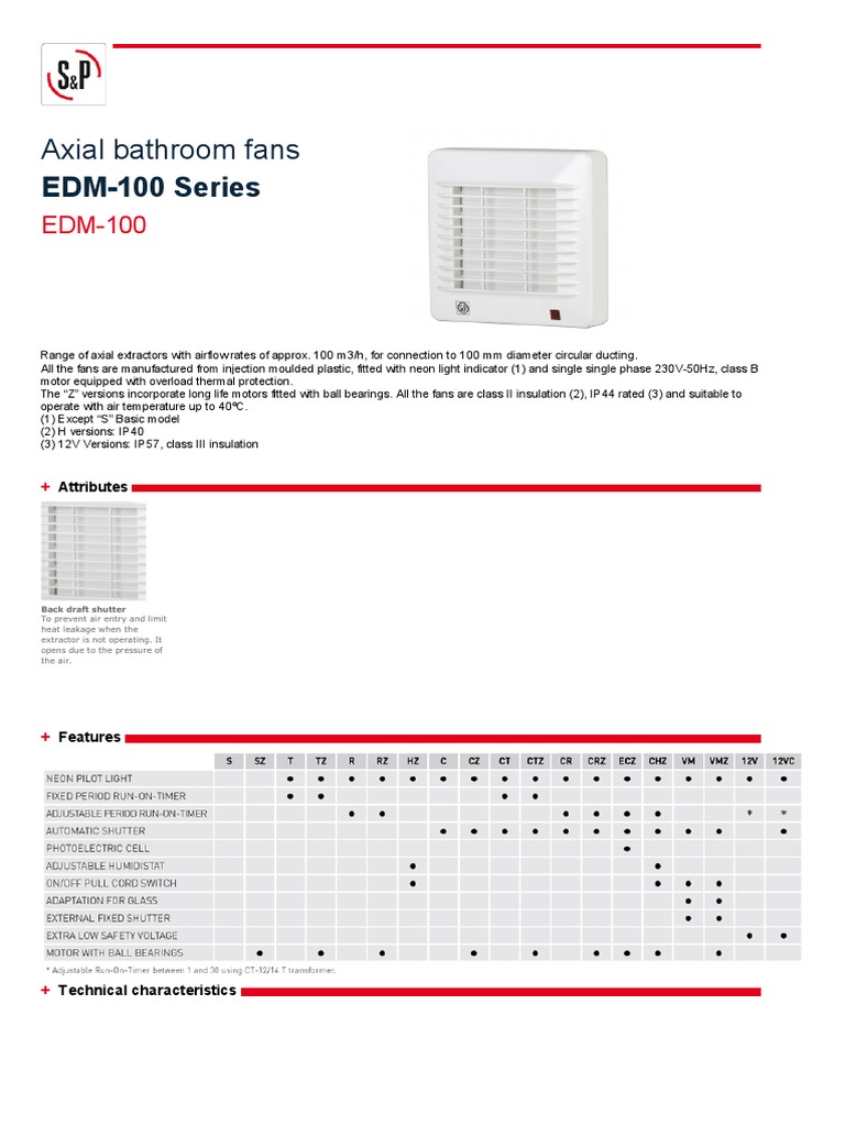 Exhaust Fan S&P - EDM 100 | PDF