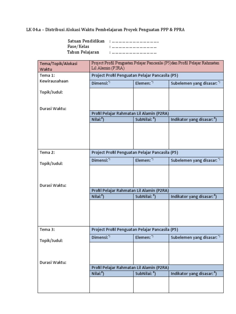 LK 04 - Tema Project Dan Modul Project (MP) Kokurikuler | PDF | Seni | Komputer
