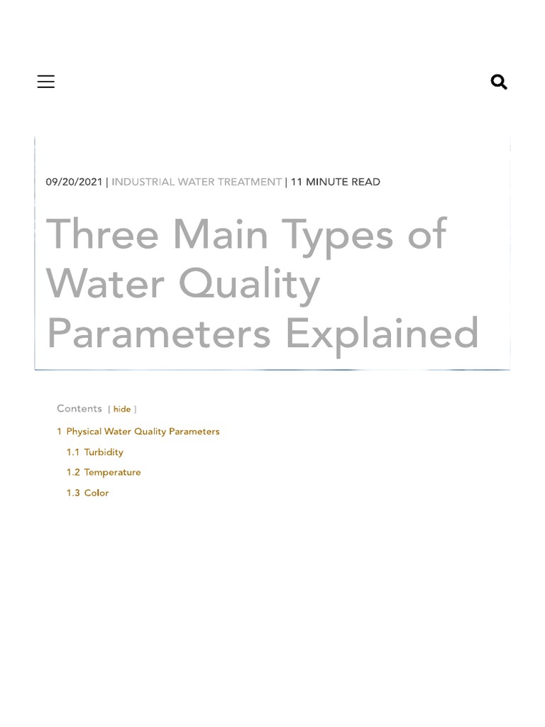 Three Main Types of Water Quality Parameters Explained - Sensorex | PDF