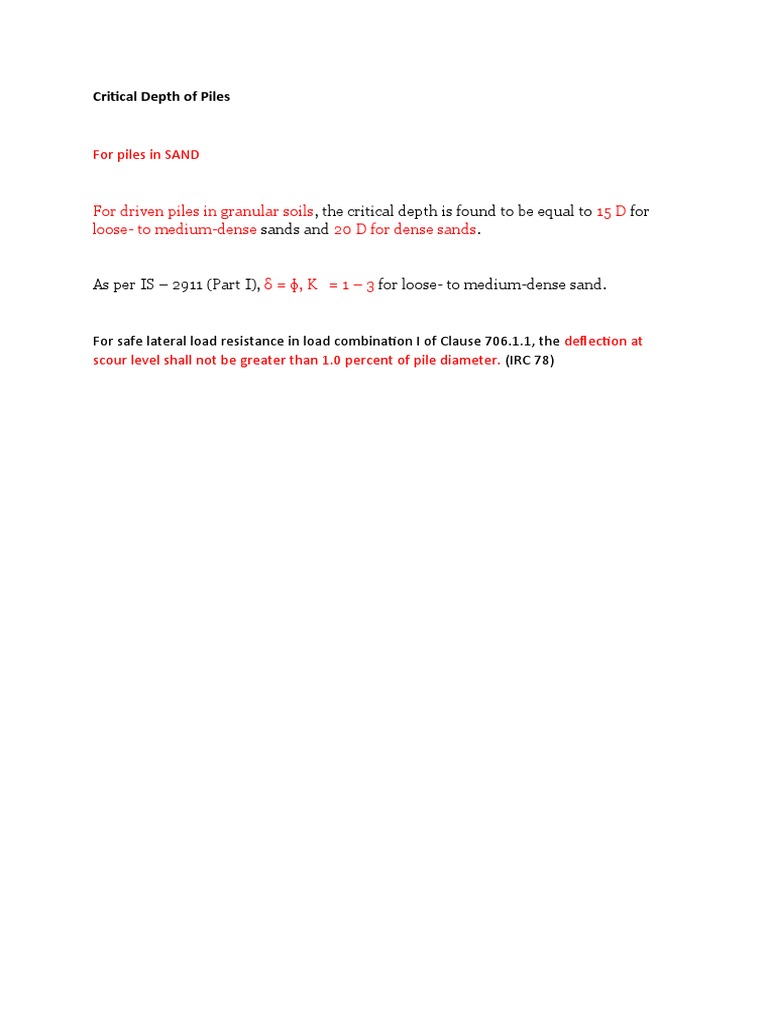 Critical Depth of Piles | PDF