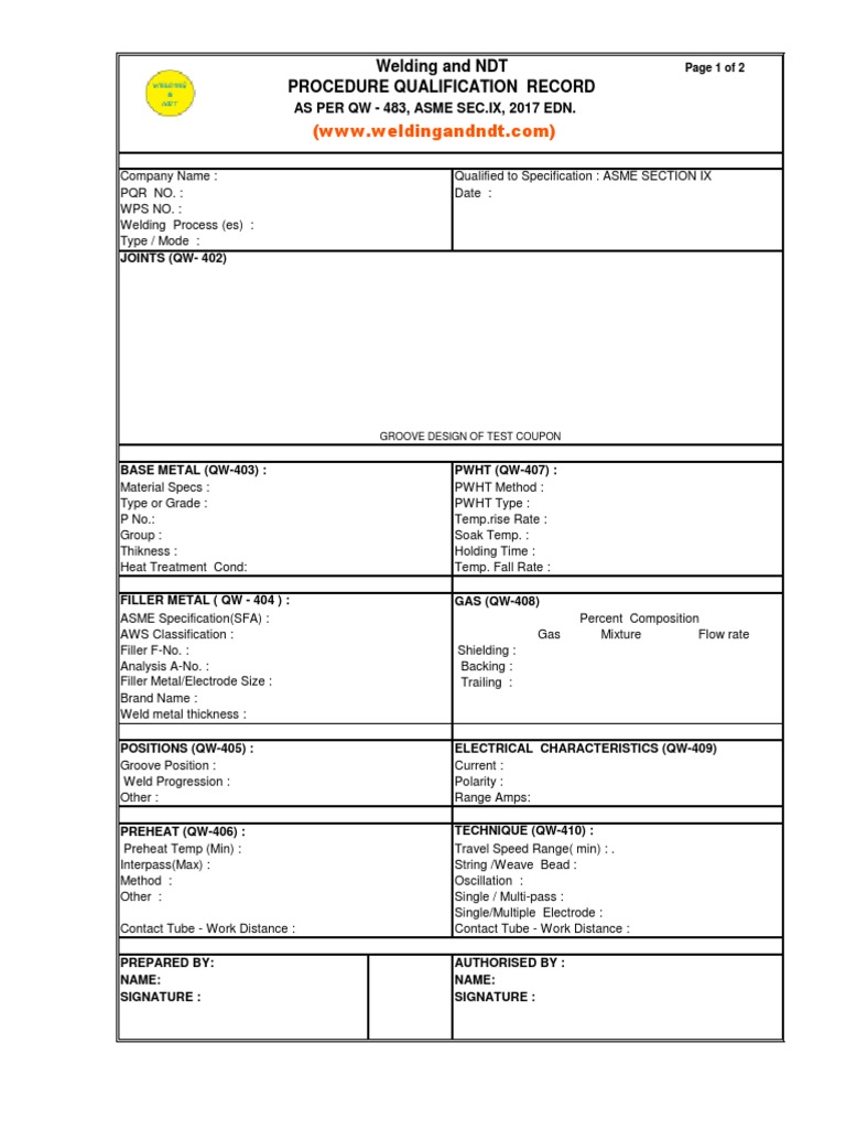 PQR Format | PDF | Construction | Welding