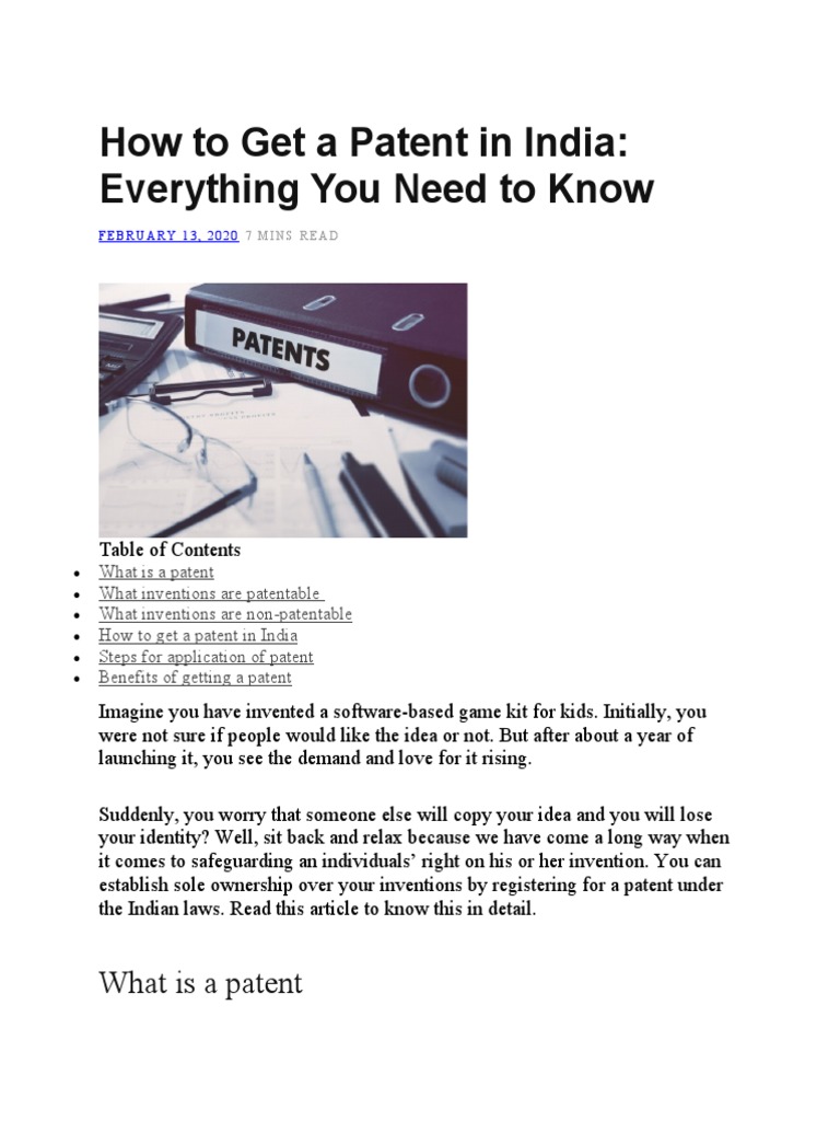 How To Get A Patent in India | PDF | Patent | Invention