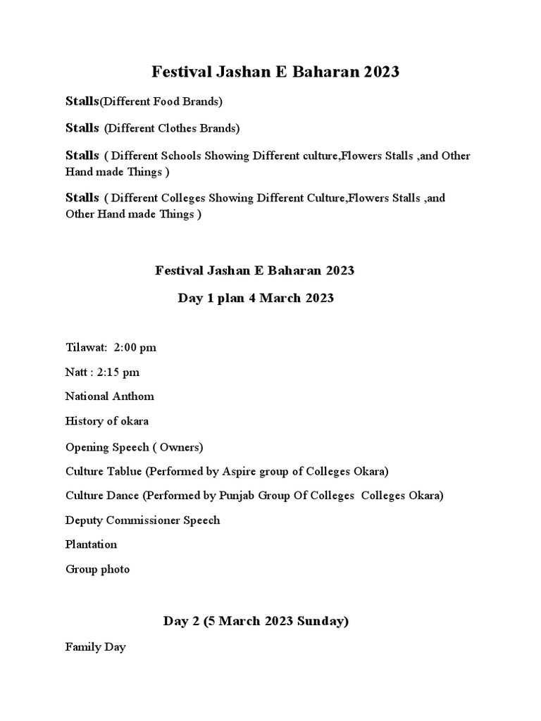 Festival Jashn E Baharan 2023 | PDF | Social Science | Art