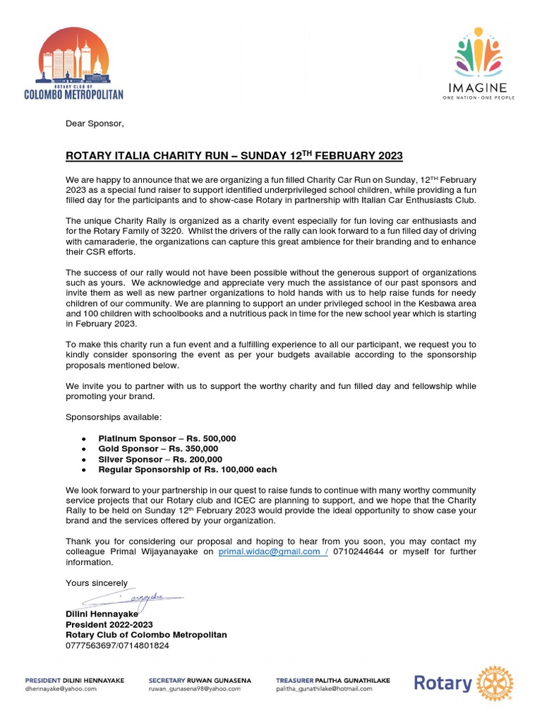 Sponsorship For Charity Rally | Download Free PDF | Sponsor (Commercial ...