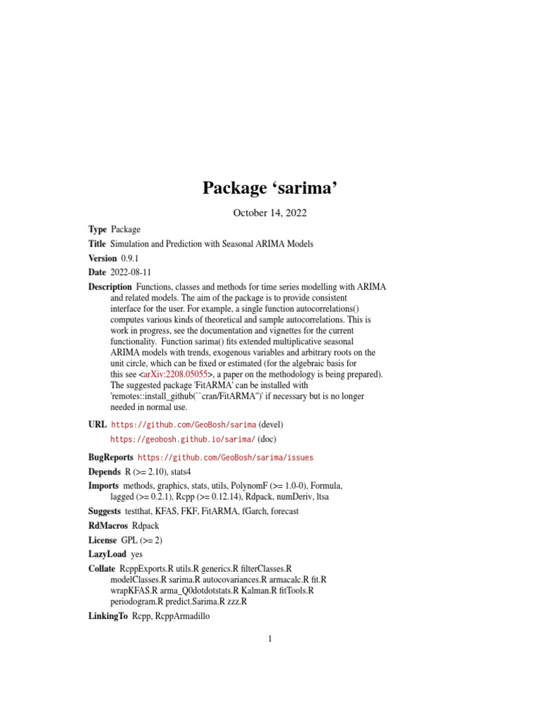 Sarima Using R | PDF | Autoregressive Integrated Moving Average | Time ...