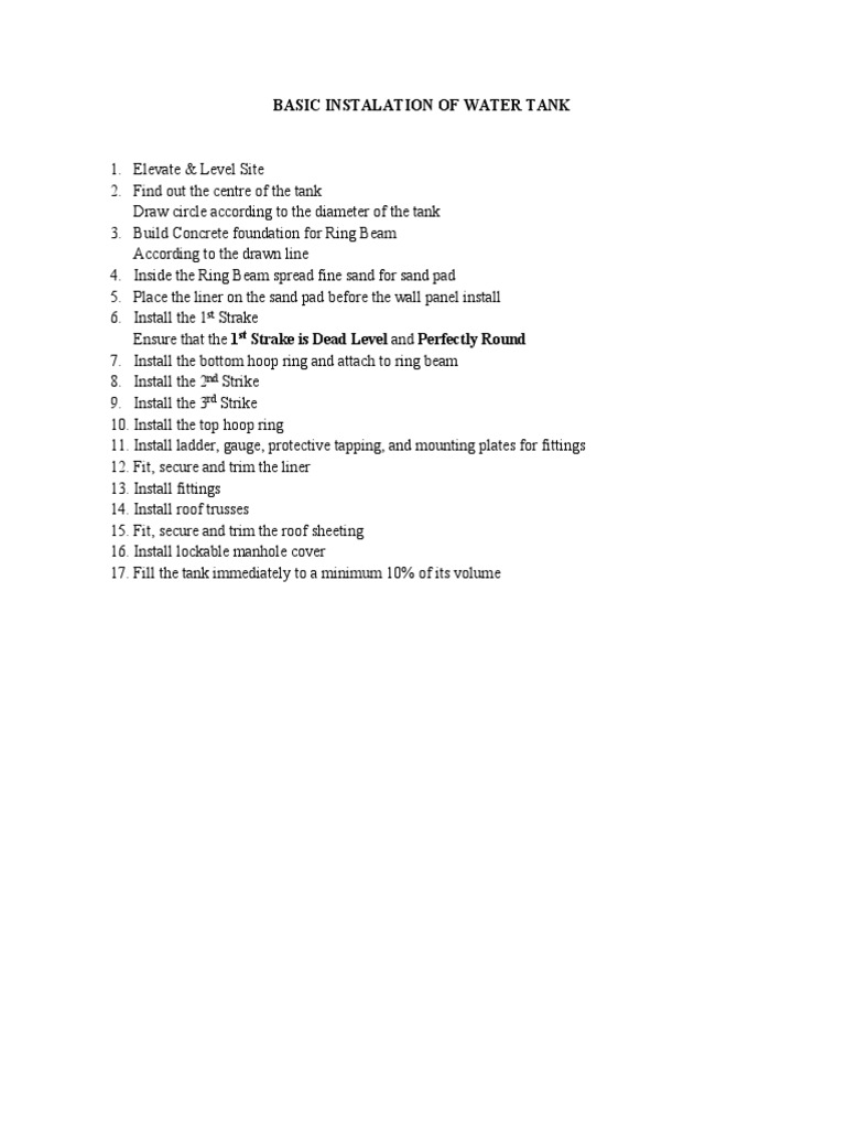 Water Tank Installation Guide | PDF