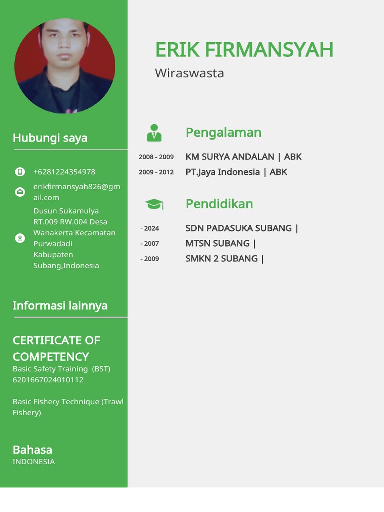 CV. Erik Firmansyah - 1689929571 | PDF