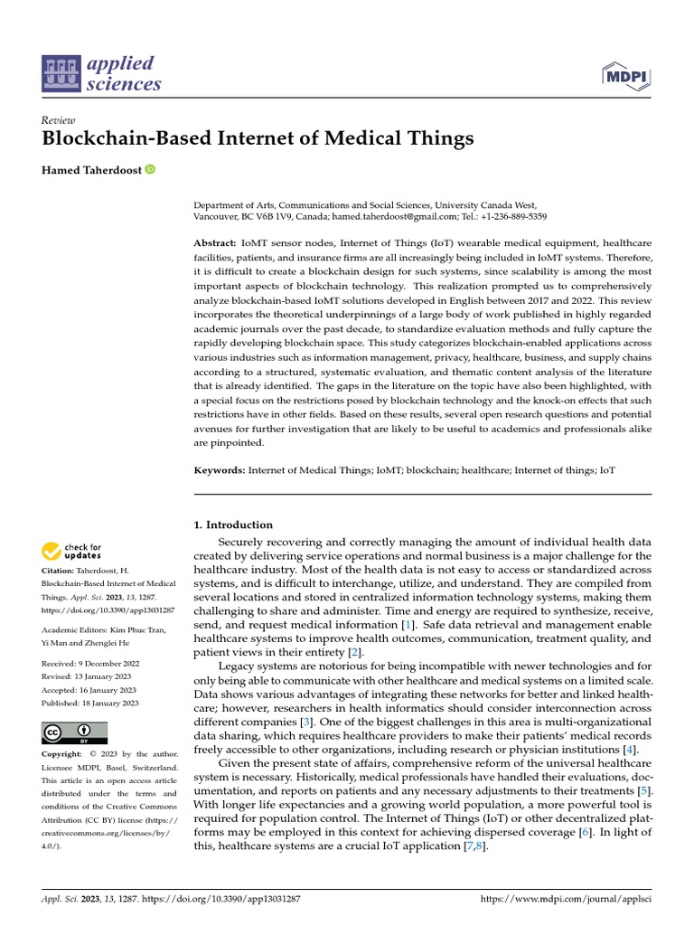 Blockchain-Based Internet of Medical Things | PDF | Internet Of Things ...