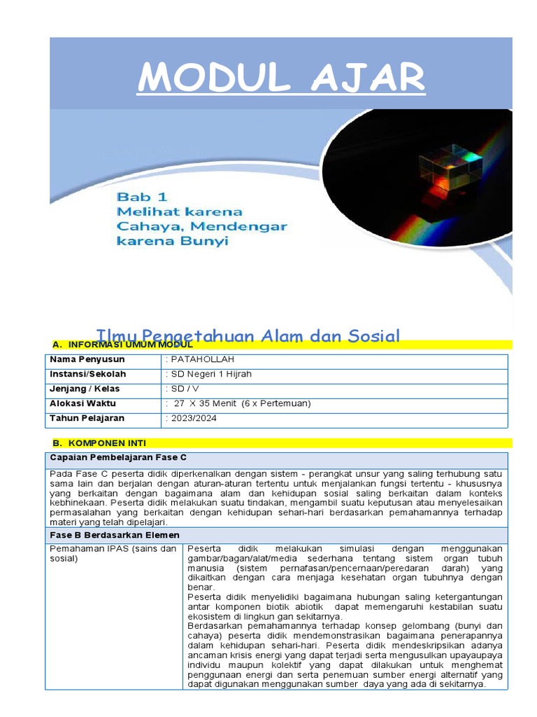 BAB 1 - MA IPAS Kls 5 | PDF | Karier & Perkembangan