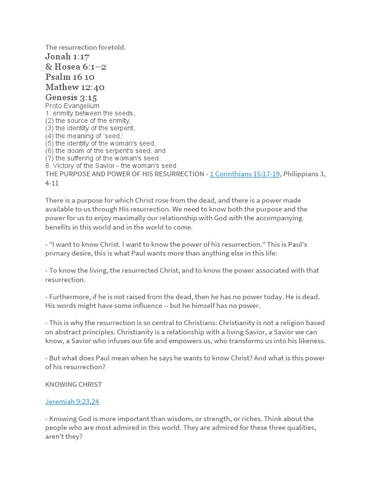 The Resurrection - Sermon | PDF | Resurrection Of Jesus | Paul The Apostle