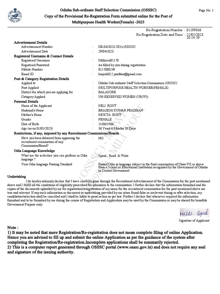 Registration Report | PDF