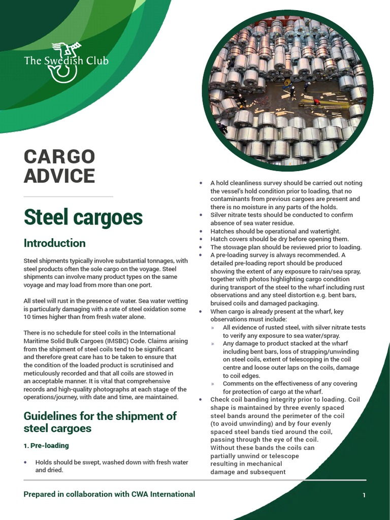 Cargo Advice - Steel Cargoes | PDF | Cargo | Materials