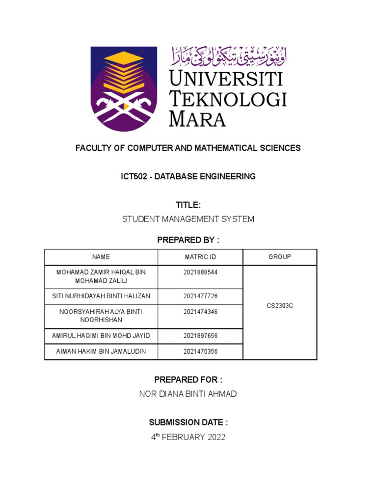 ICT502 Final Report STUDENT MANAGEMENT SYSTEM | PDF | Data Management ...