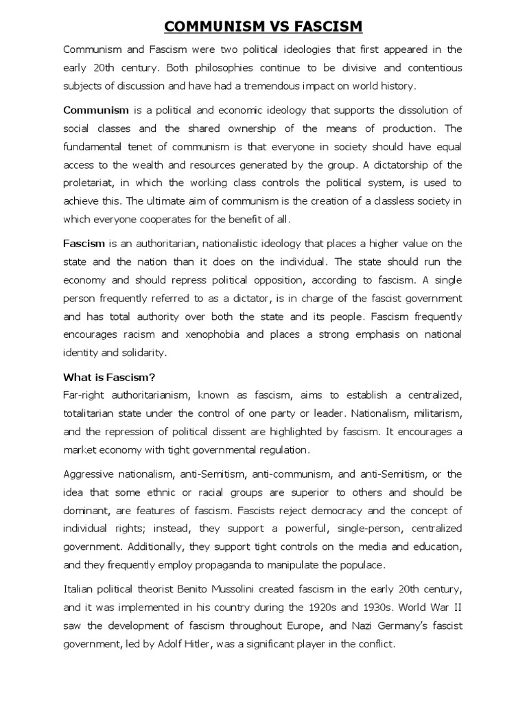 Communism VS Fascism | PDF | Communism | Fascism