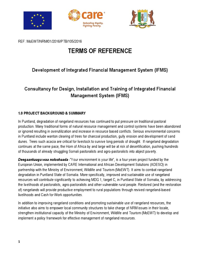 TERMS OF REFERENCE. Development of Integrated Financial Management ...