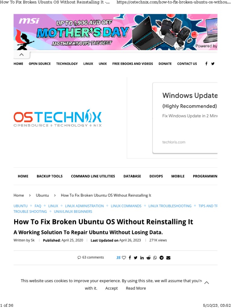 How To Fix Broken Ubuntu Os Without Reinstalling It Ostechnix Pdf Computer Science Computing