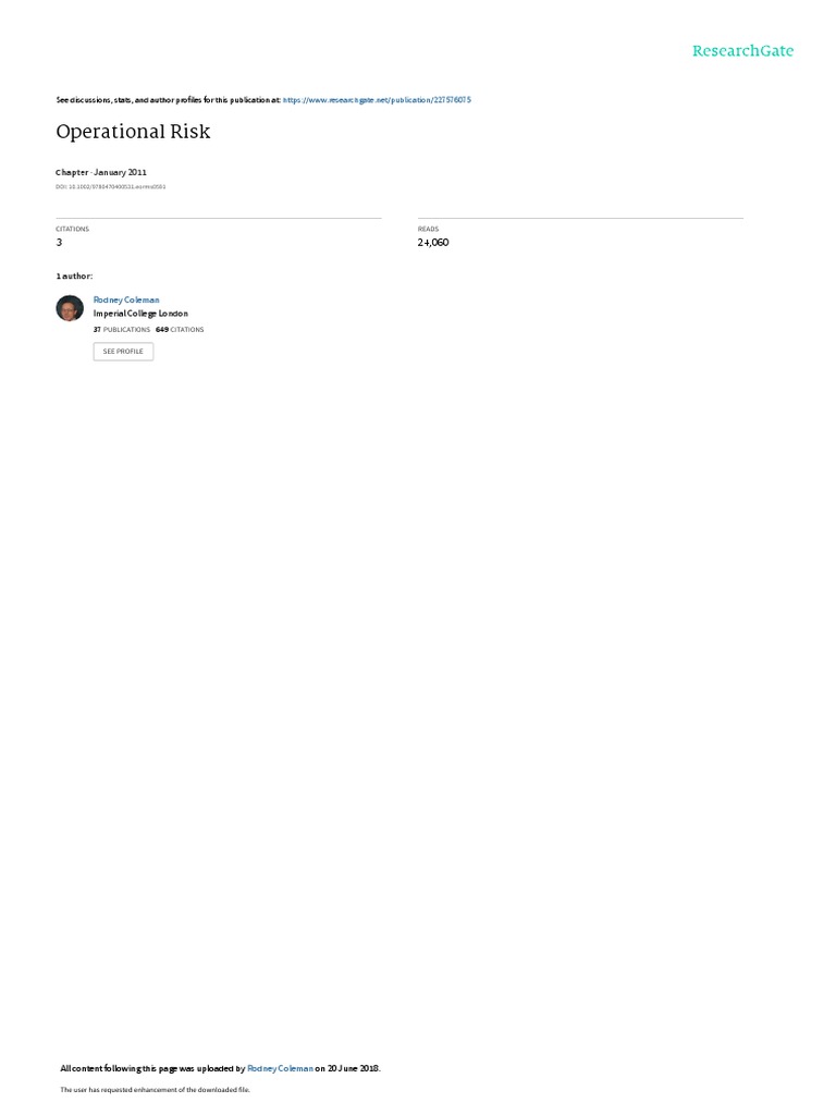 Operational Risk | PDF | Operational Risk | Risk