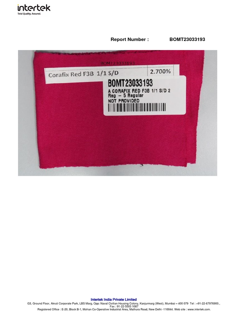 Corafix Red F3b 2 70 Aatcc 40 Afu Bomt23033193 Pdf Contractual