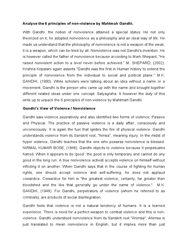 Analyse The 6 Principles of Non | PDF | Nonviolence | Mahatma Gandhi